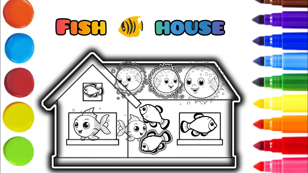 How to draw a fish house|fish house drawing tutorial for kids easy ...