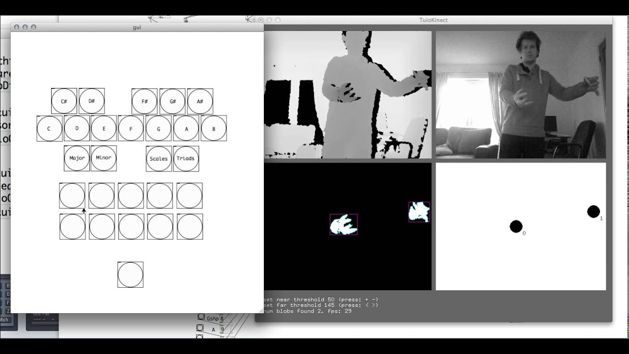 Pure data harp using kinect camera, pure data and tuio - YouTube