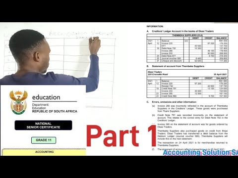 Grade 11 Accounting Paper 1 : Creditors Reconciliation Statement Part 1 ...