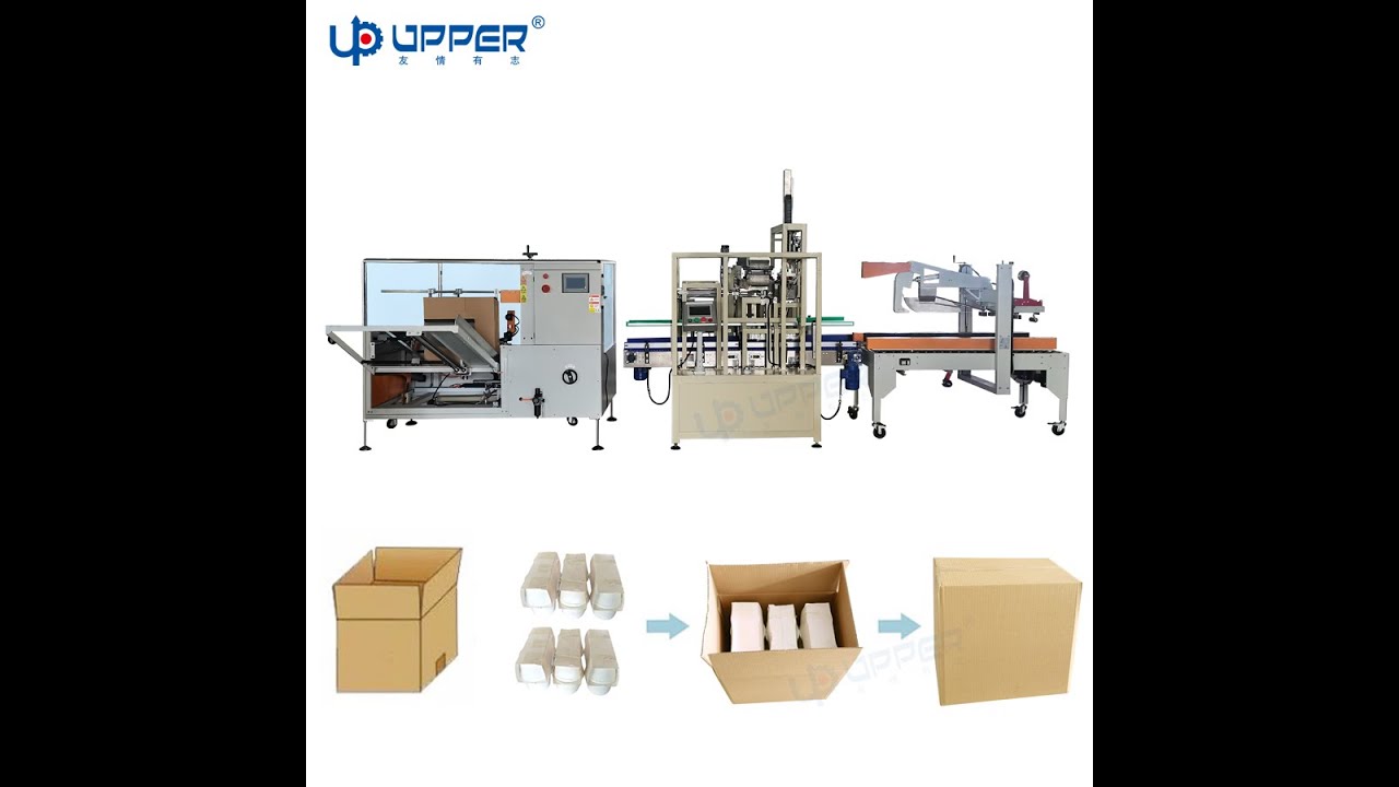 Cup instant noodle filling carton box packing carton sealing line - YouTube