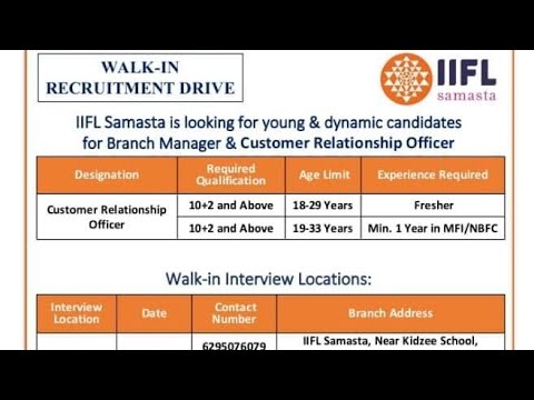 job in IIFL SAMASTA FINANCE LTD #iifl #job #microfinancenews - YouTube