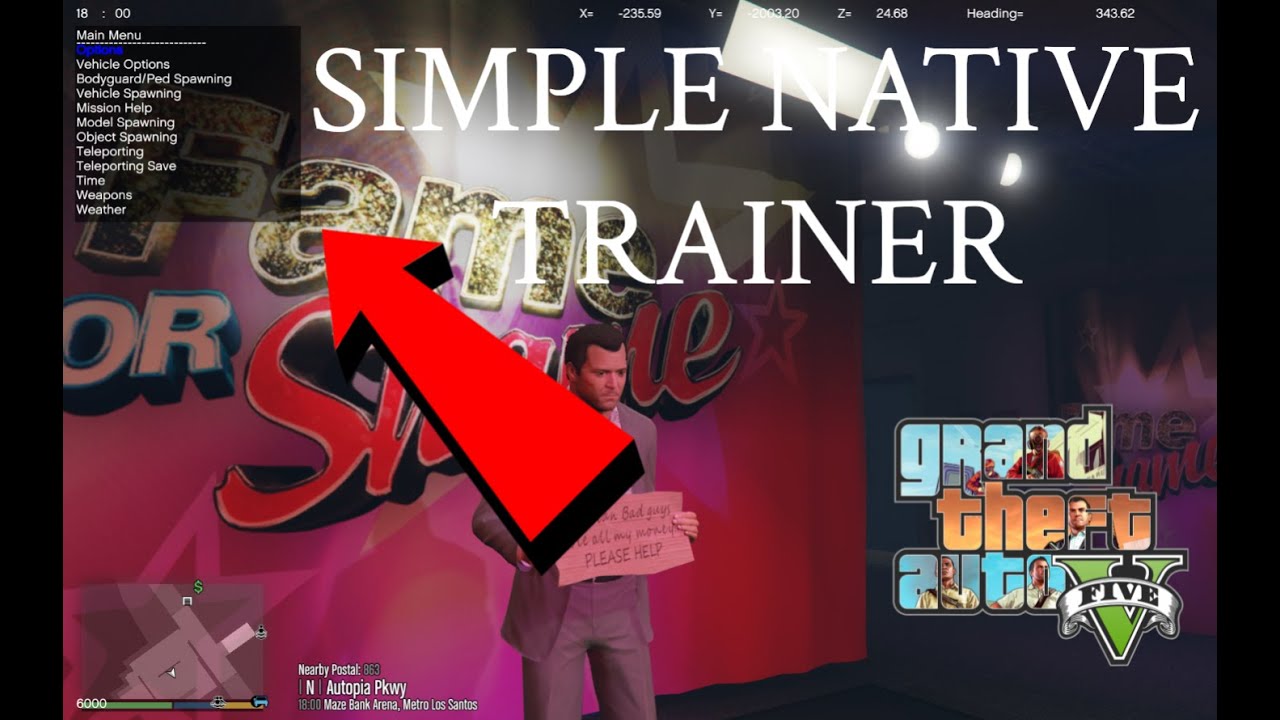 Simple Native Trainer... (GTA 5) - YouTube