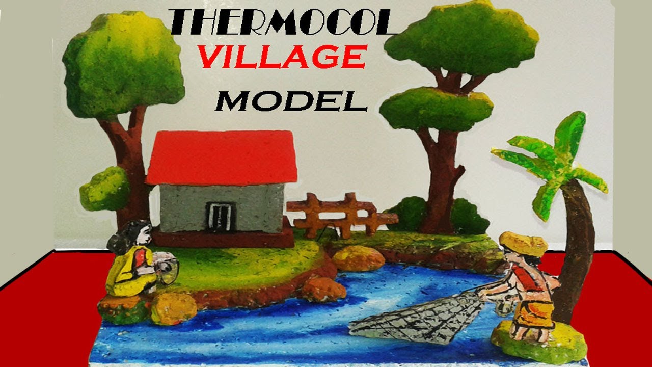 thermocol village model / thermocol village project - YouTube
