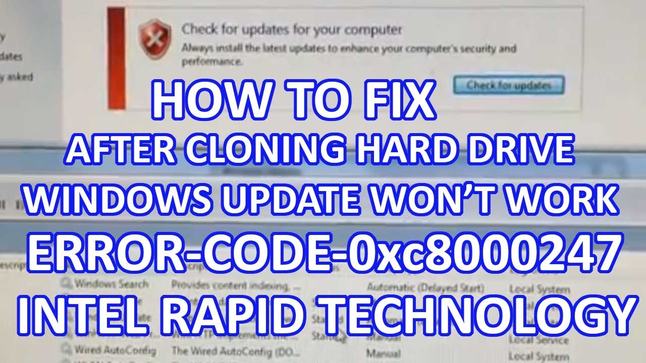 After cloning hard drive Windows update won't work, error-code-0xc8000247 - YouTube