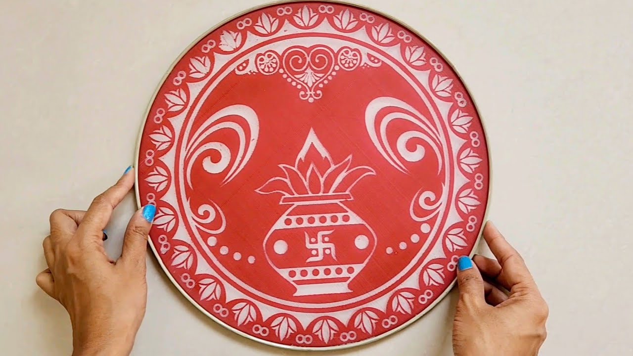 Kalash Rangoli design using Stencil / Dhanteras rangoli / Diwali ...
