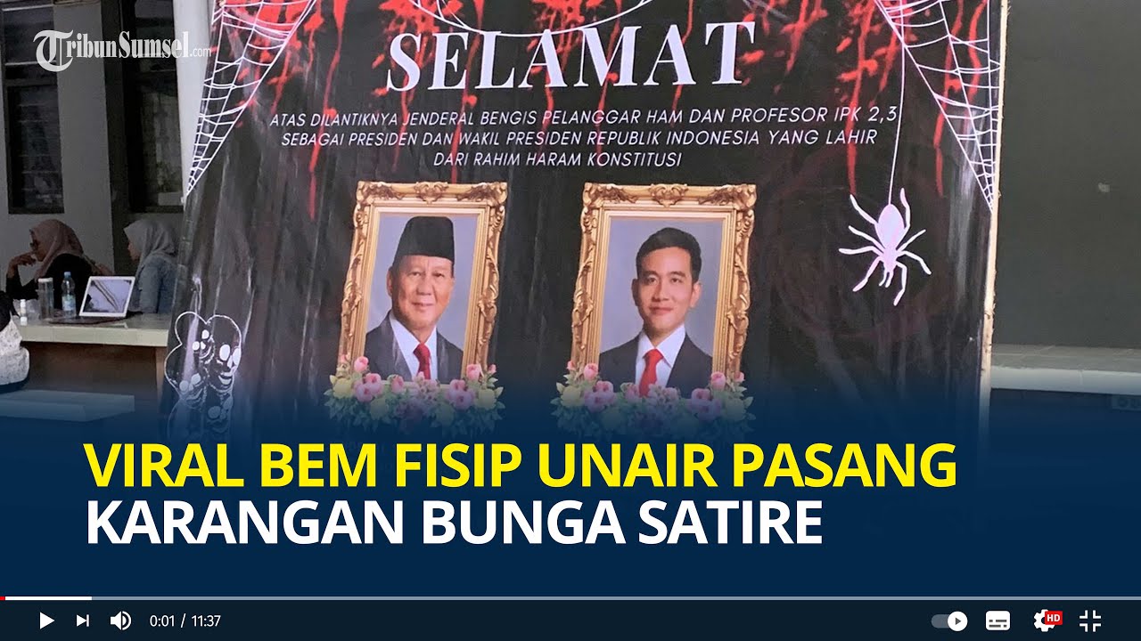 Viral BEM Fisip Unair Pasang Karangan Bunga Satire untuk Prabowo-Gibran ...