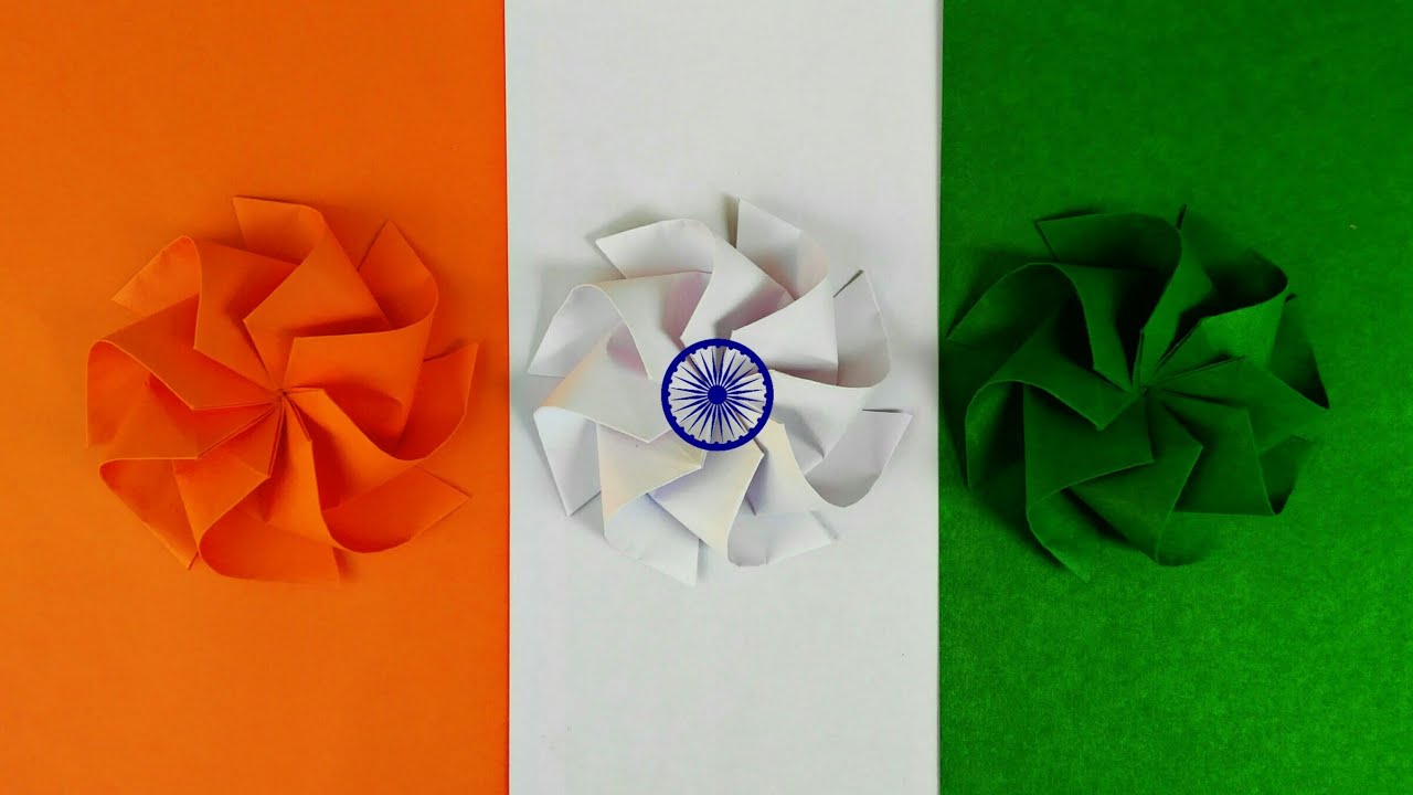 Diy Origami Tricolor OctaWind Mill (Independence day Special) - YouTube
