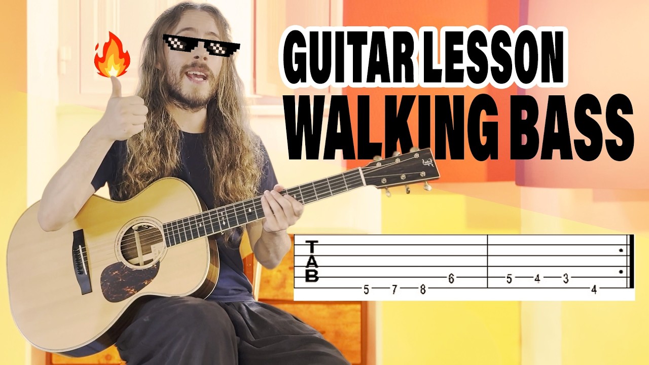 GUITAR LESSON - Walking Bass on Guitar (TAB + Tutorial) - YouTube
