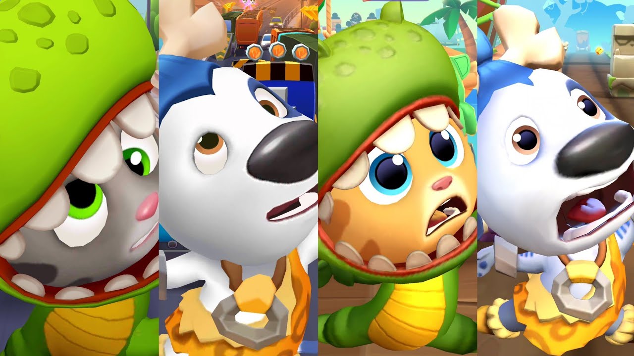 Talking Tom Gold Run vs Tom Time Rush Dino Tom vs Stone Age Hank vs ...