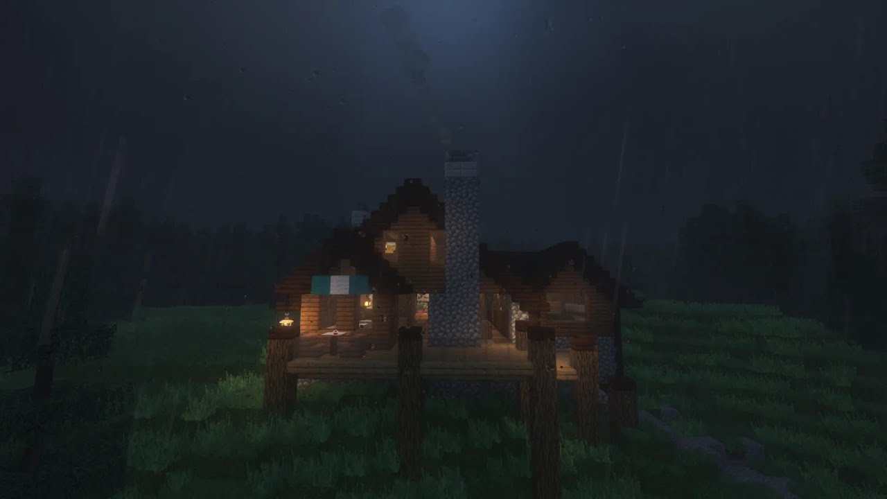 Minecraft Relaxing Rain Relaxing house in the forest|Good For Sleep ...