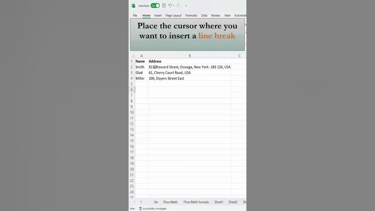 Excel Tips: How to Easily Insert Line Breaks in Cells - YouTube