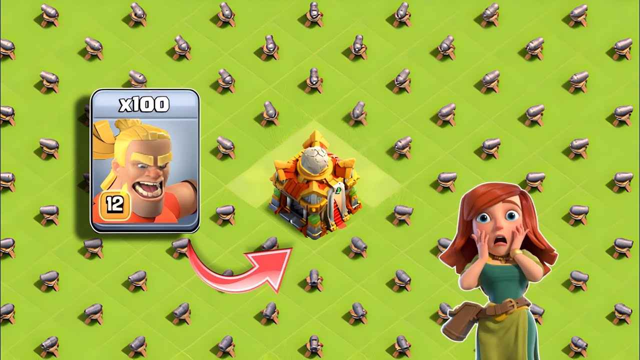 Max Level Barbarian Kicker VS 1 Level Cannon Base || Clash Of Clans ...