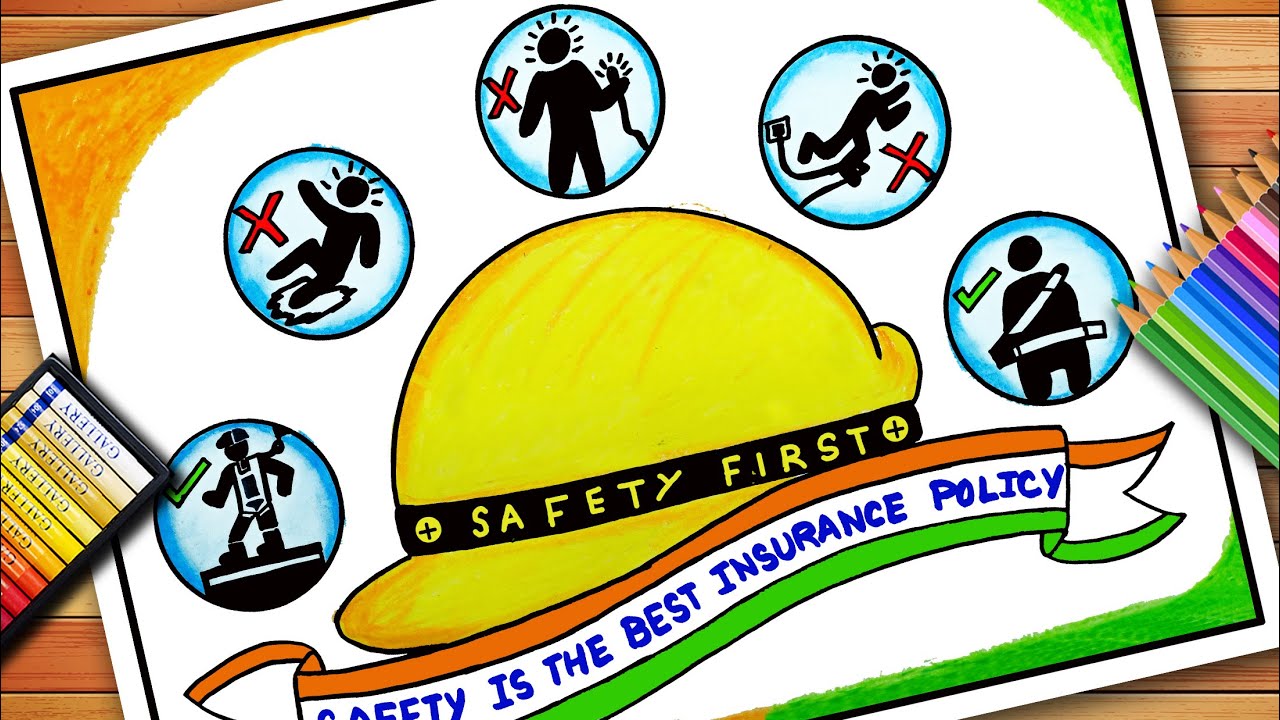 National Safety Day Poster | National Safety Day Drawing | Easy Poster ...