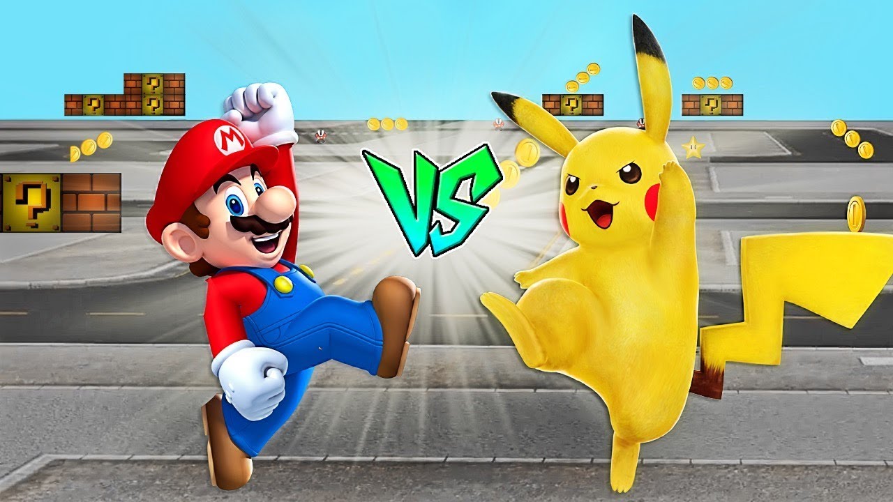 SUPER MARIO VS POKEMON PIKACHU BATTLE - YouTube