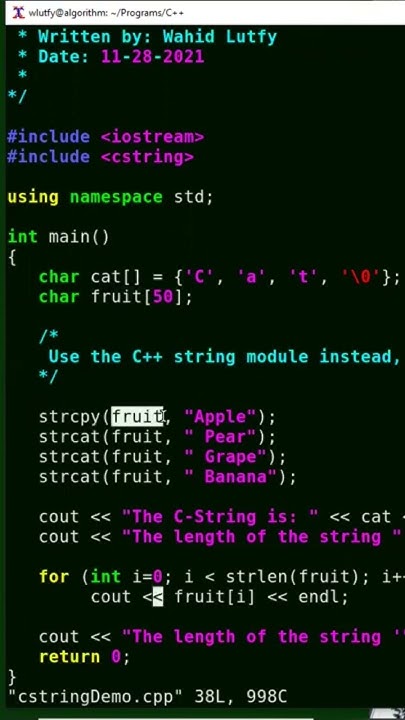 The C++ ‘ string’ header file and the predefined ‘strcpy() and strcat()’ functions examples ...