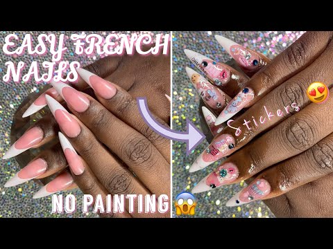 How to Get Perfect French Tips without Painting | Enailcouture 123Go! French Almond | DIY | Stickers