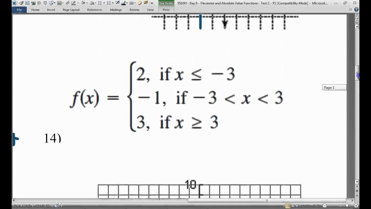 Day 6 Test C - Piecewise and Absolute Value Functions - YouTube