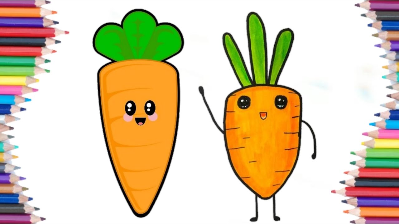 How To Draw Carrots-Easy Carrot Drawing/Step-By-Step Tutorials/Toddlers ...