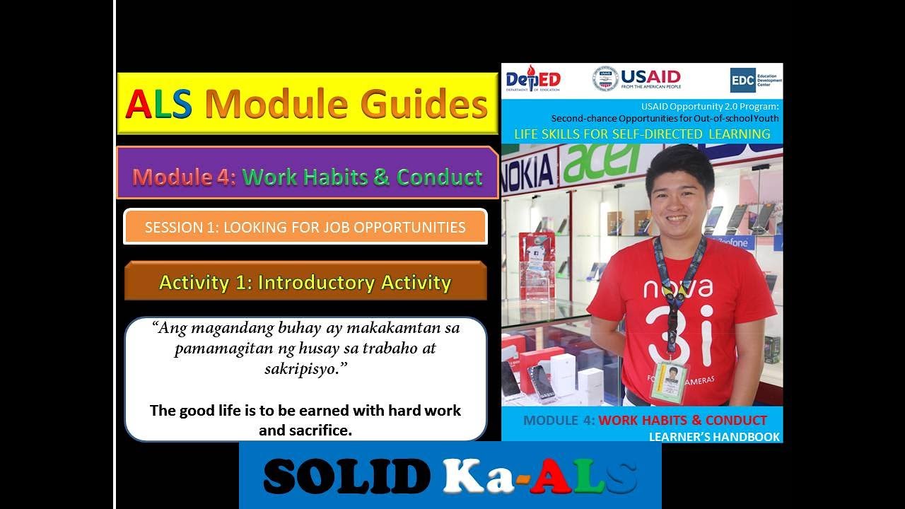 Video 89 - ALS Module 4 - Work Habits and Conduct - Activity 1 and 2 ...