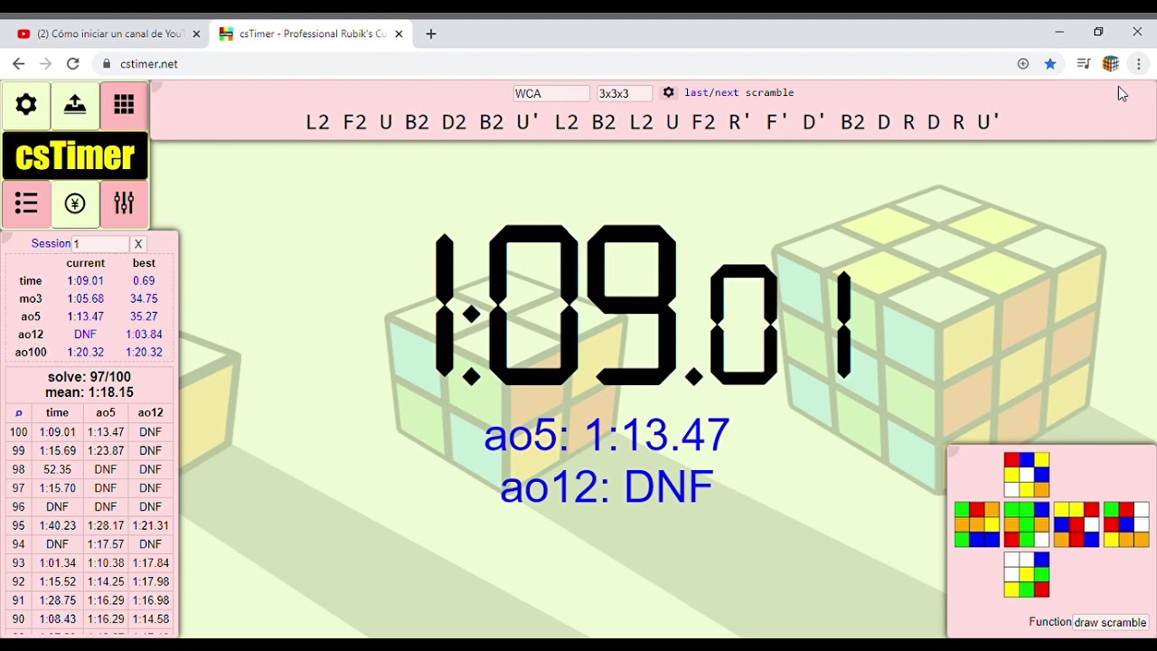 solve 1:09 cs timer - YouTube