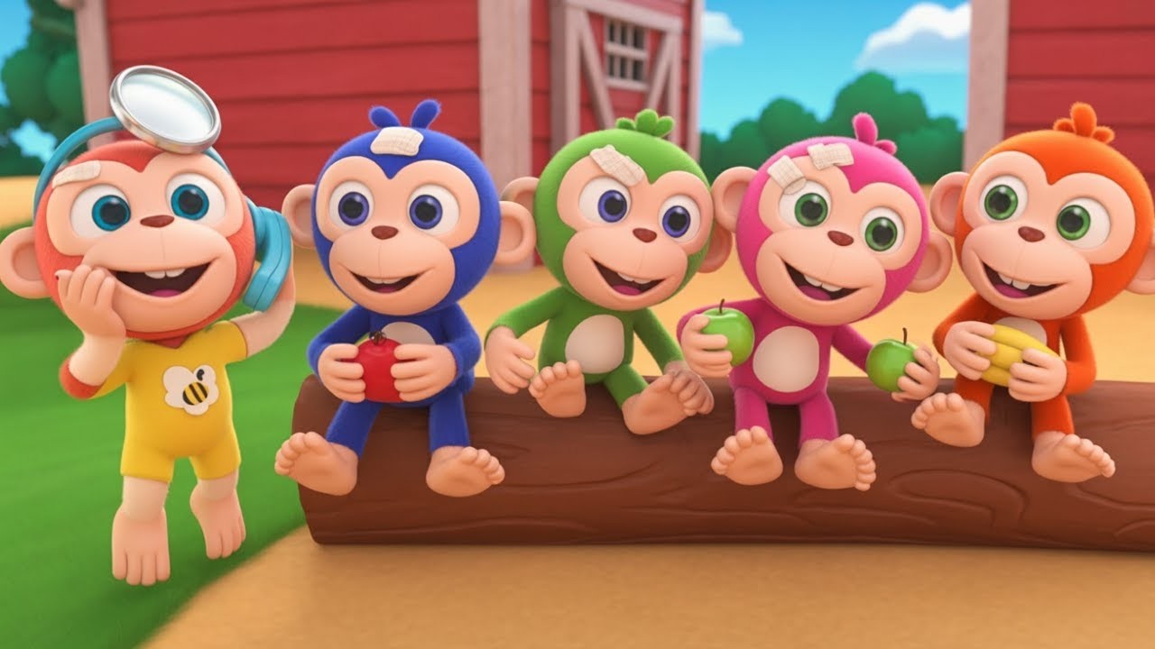 Five Little Monkeys Nursery Counting Rhyme - YouTube