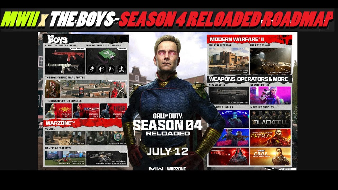 SEASON 4 RELOADED ROADMAP+MWII x THE BOYS /BUNDLES/MAP/WEAPON/OPERATORS ...