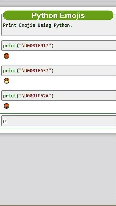 Python Emojis Python Program To Print Emojis Learn Python Emoji Python Shorts Ytshorts