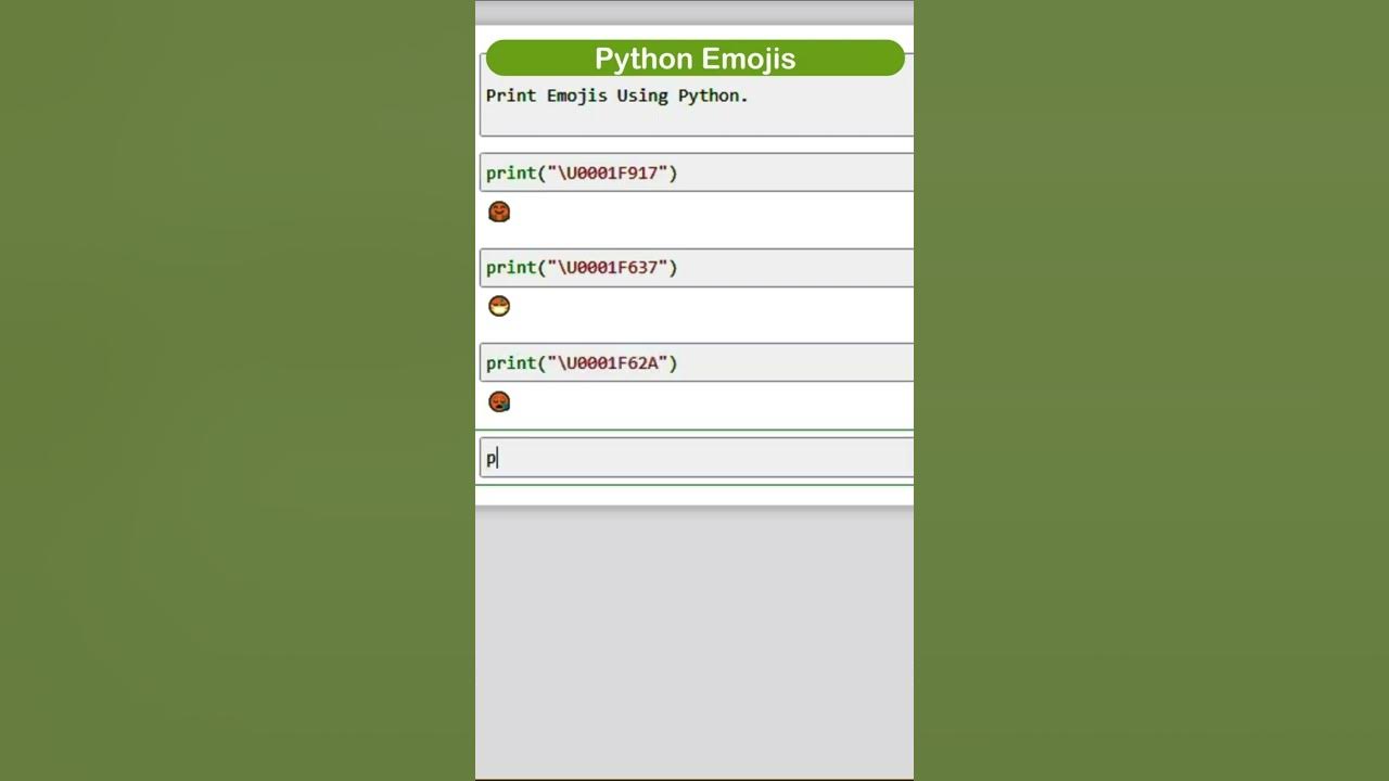 Python Emojis Python Program To Print Emojis Learn Python Emoji Python Shorts Ytshorts 8215