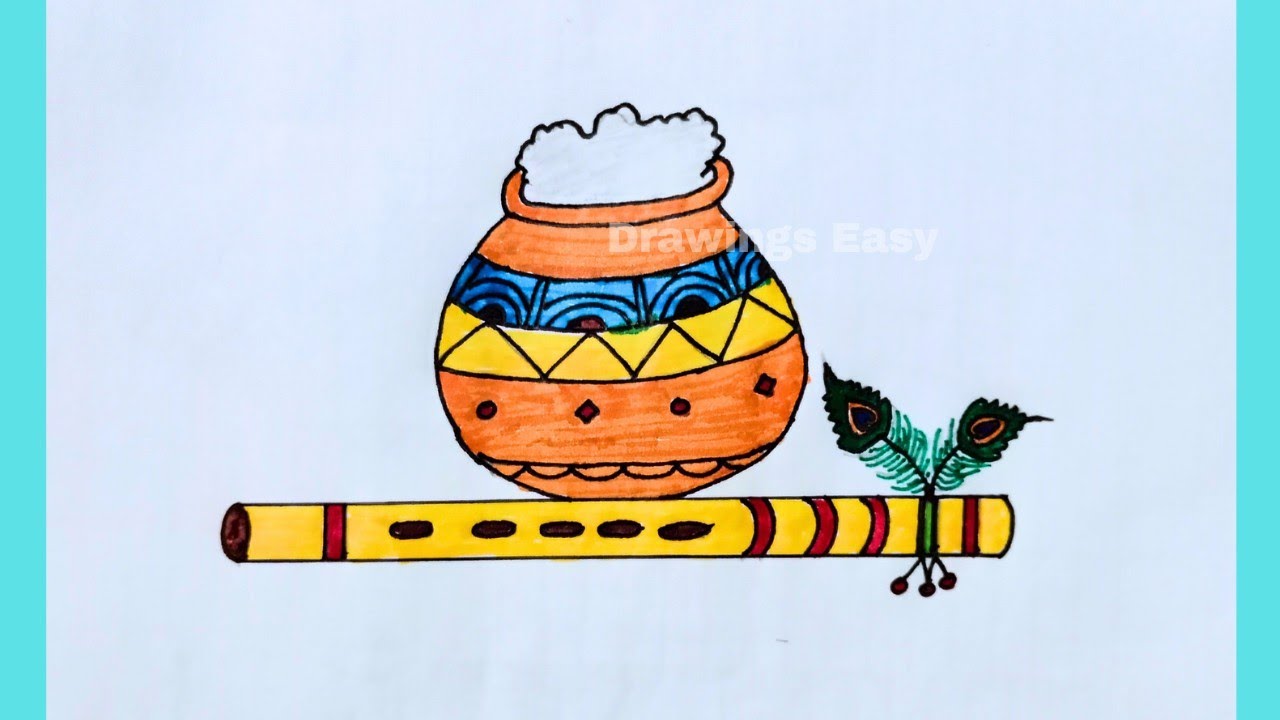 Janmashtami special drawing ll Janmashtami drawing easy ll Matki and ...