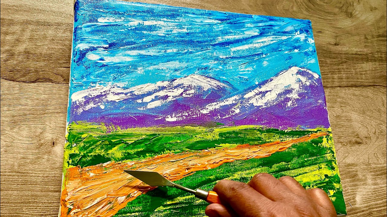 Easy Abstract Landscape For Beginners / Easy Acrylic Painting / Acrylic ...