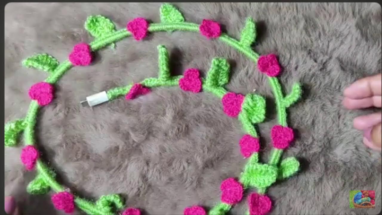 LIVE KNITTING || Crochet charger cable cover with leaves and small 🌸🌺🌻🌹 ...