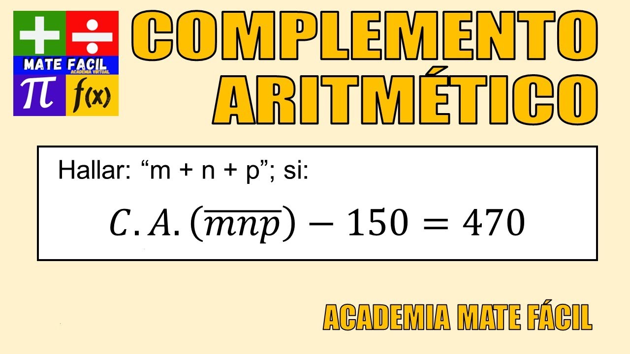 COMPLEMENTO ARITMETICO - EJERCICIO 1 - YouTube