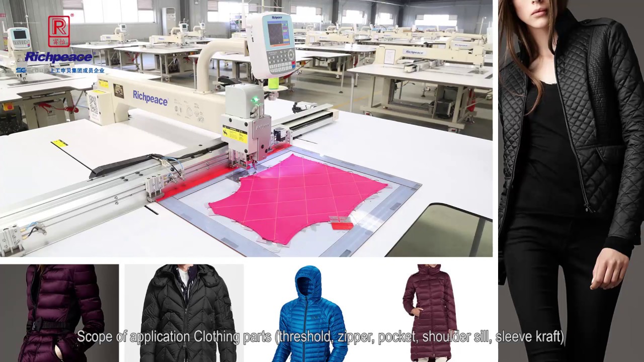 Winter jacket/down jacket sewing by Richpeace automatic sewing Machine ...