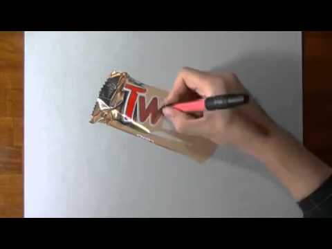 How to draw a realistic Twix bar - YouTube