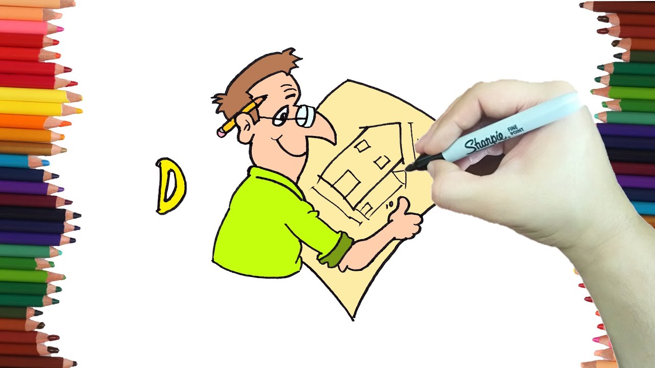 How to draw easily AN ARCHITECT Step by Step - YouTube