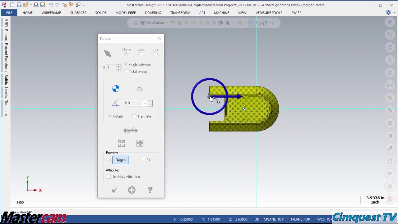 New Transform Gnomons - Mastercam 2017 - YouTube
