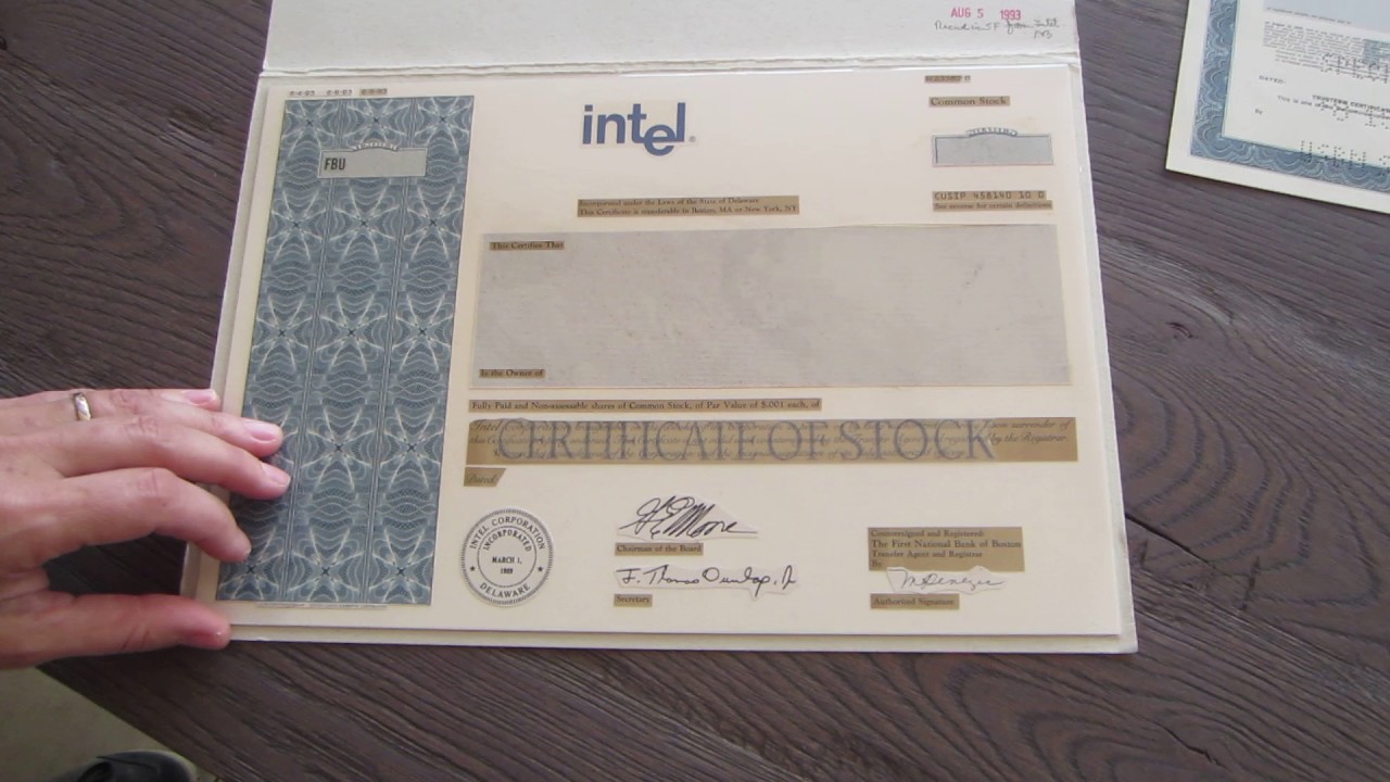 Printer model for Intel stock certificate - YouTube