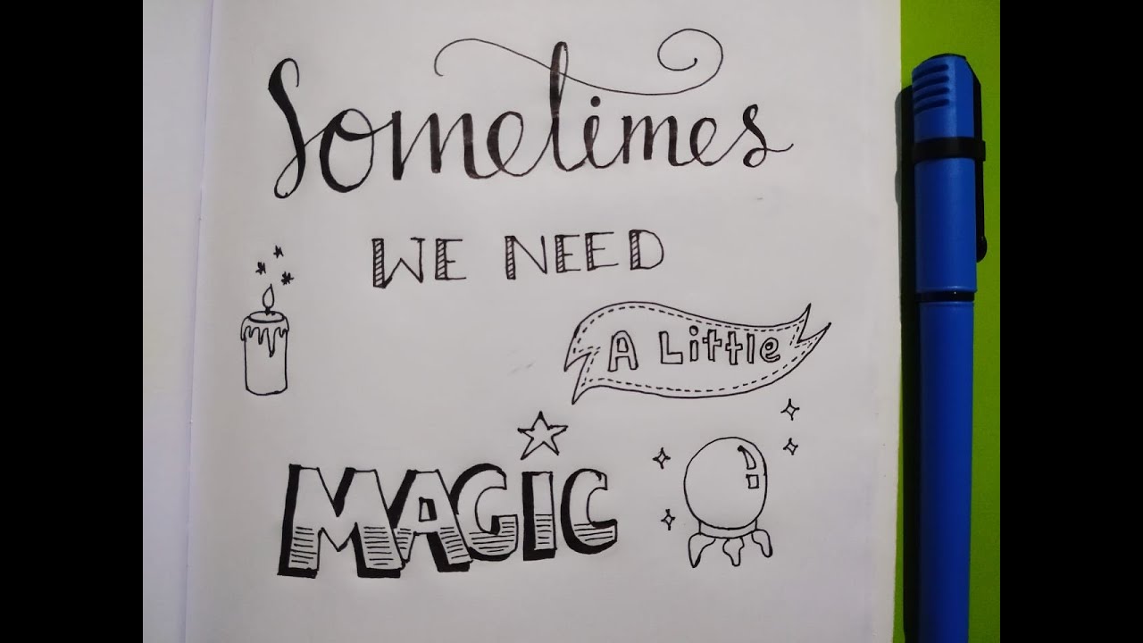 Doodling for beginners| Easy hand lettering "MAGIC"| Day 2 | No fancy ...