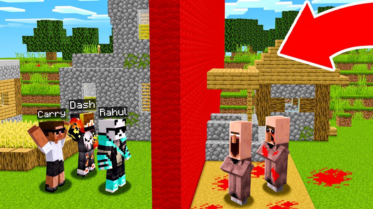😱 Scary Villagers SPLIT The Village in HALF in Minecraft! - YouTube