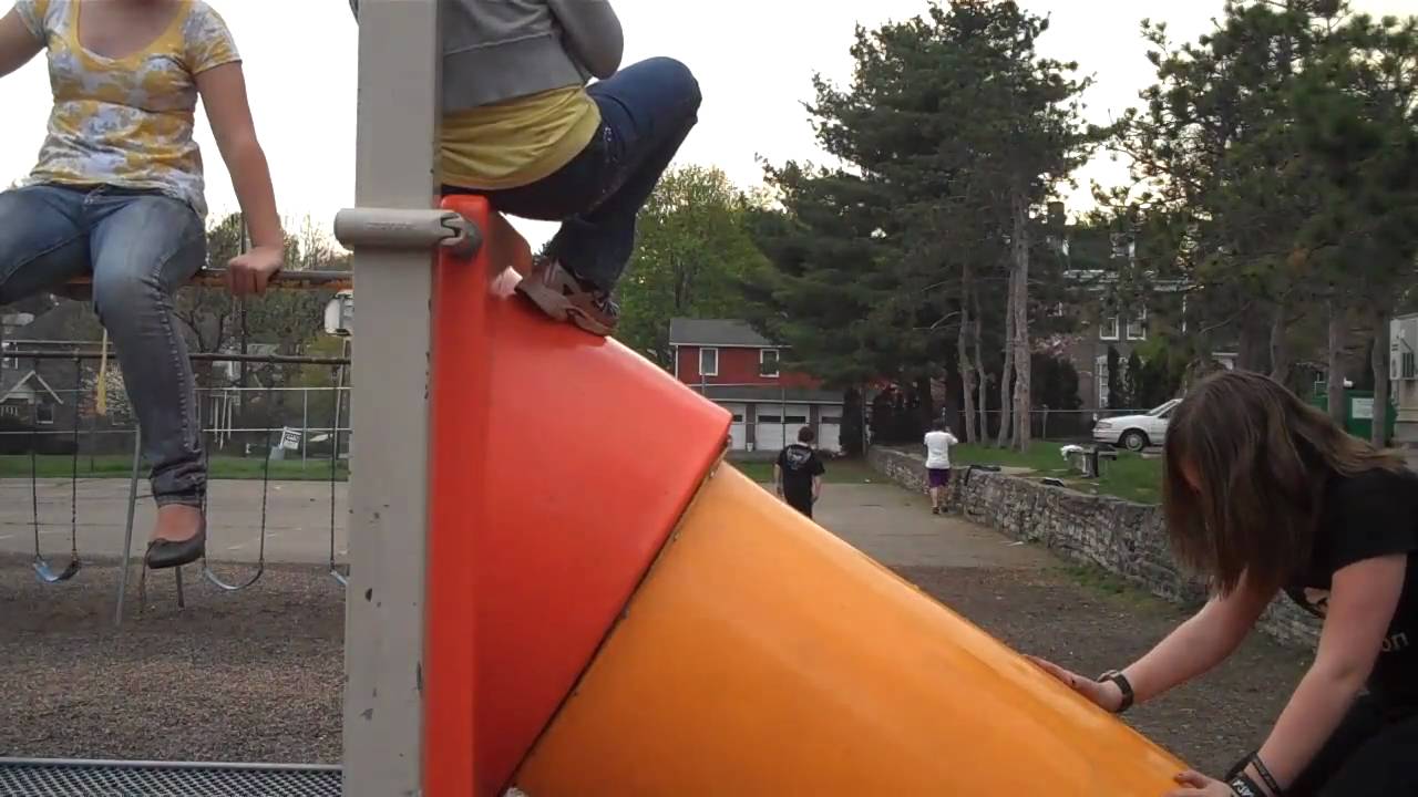 Me Falling Off Of Slide! - YouTube