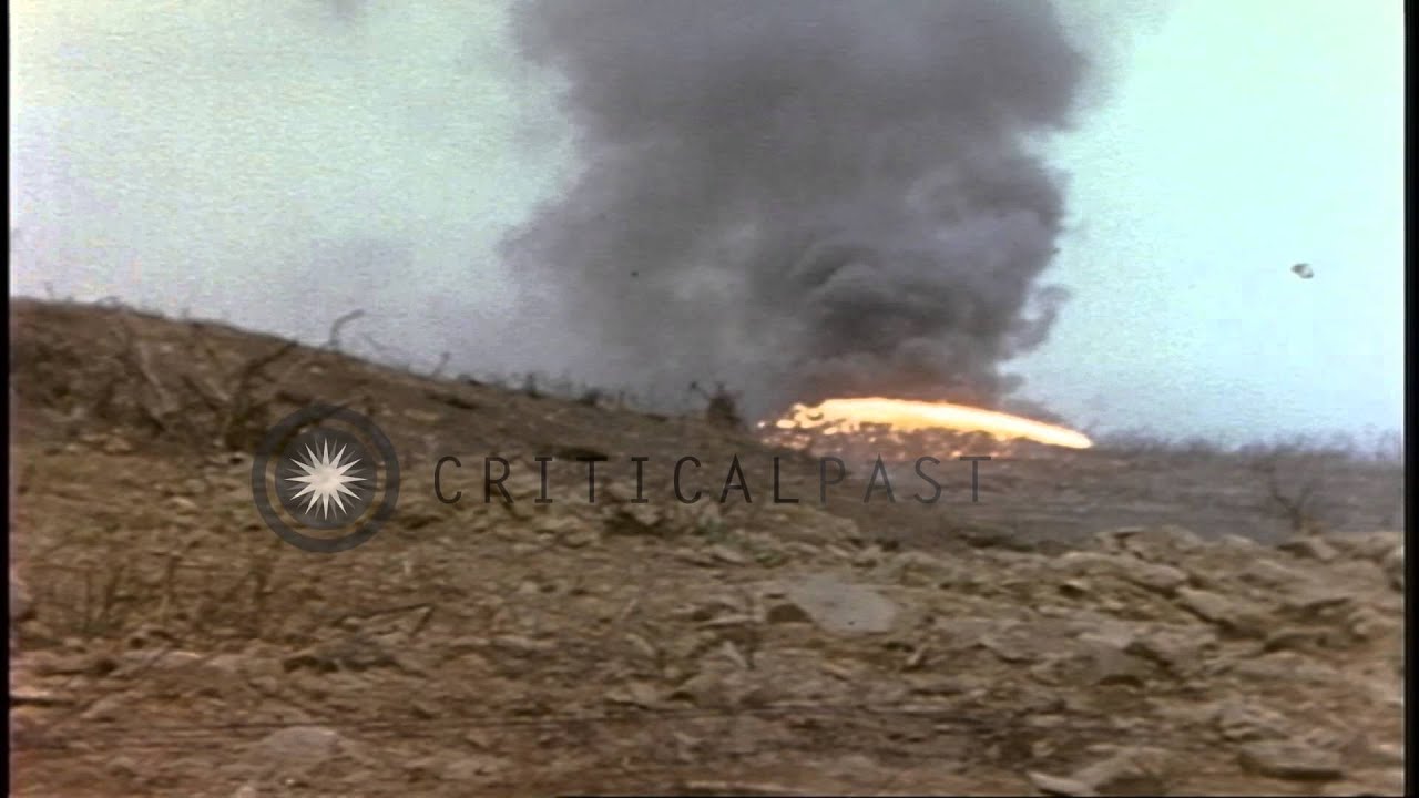 US Marine flame thrower shoots flames in a Japanese cave emplacement in ...