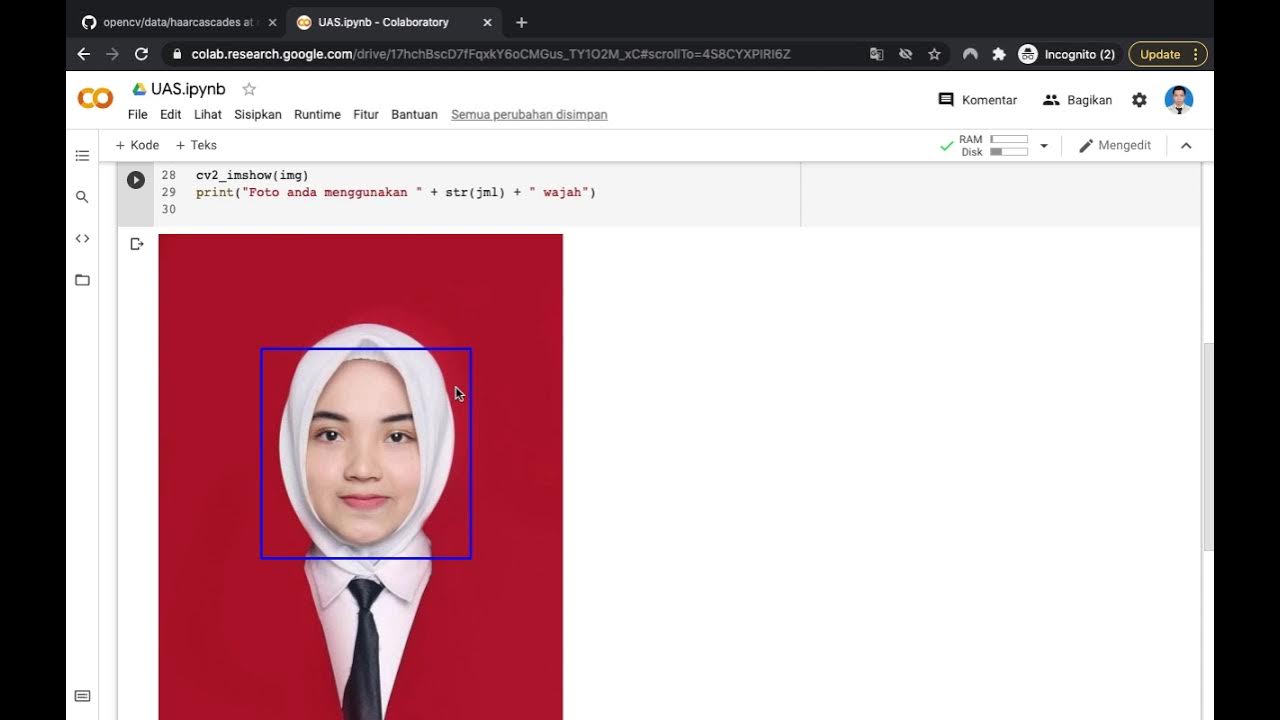 Deteksi Wajah dan Mata Menggunakan OpenCV - YouTube
