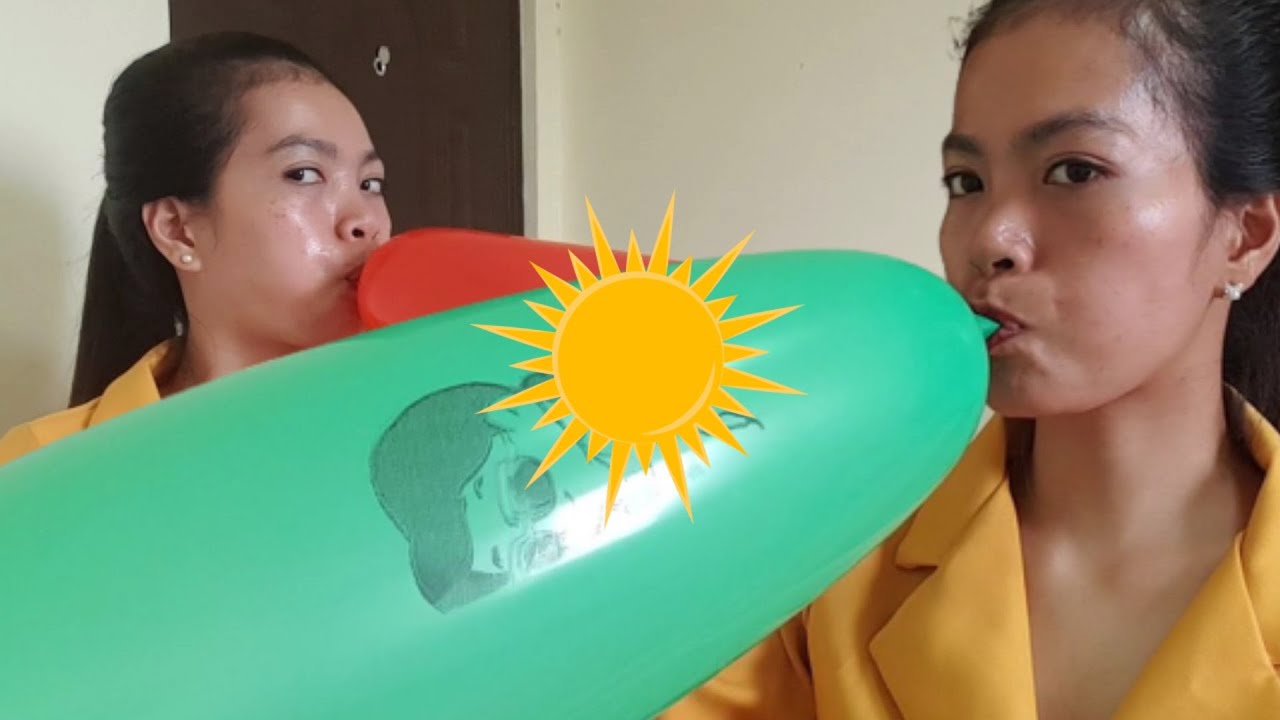 Sit down, blow balloons of two types and learn colors in the room - YouTube