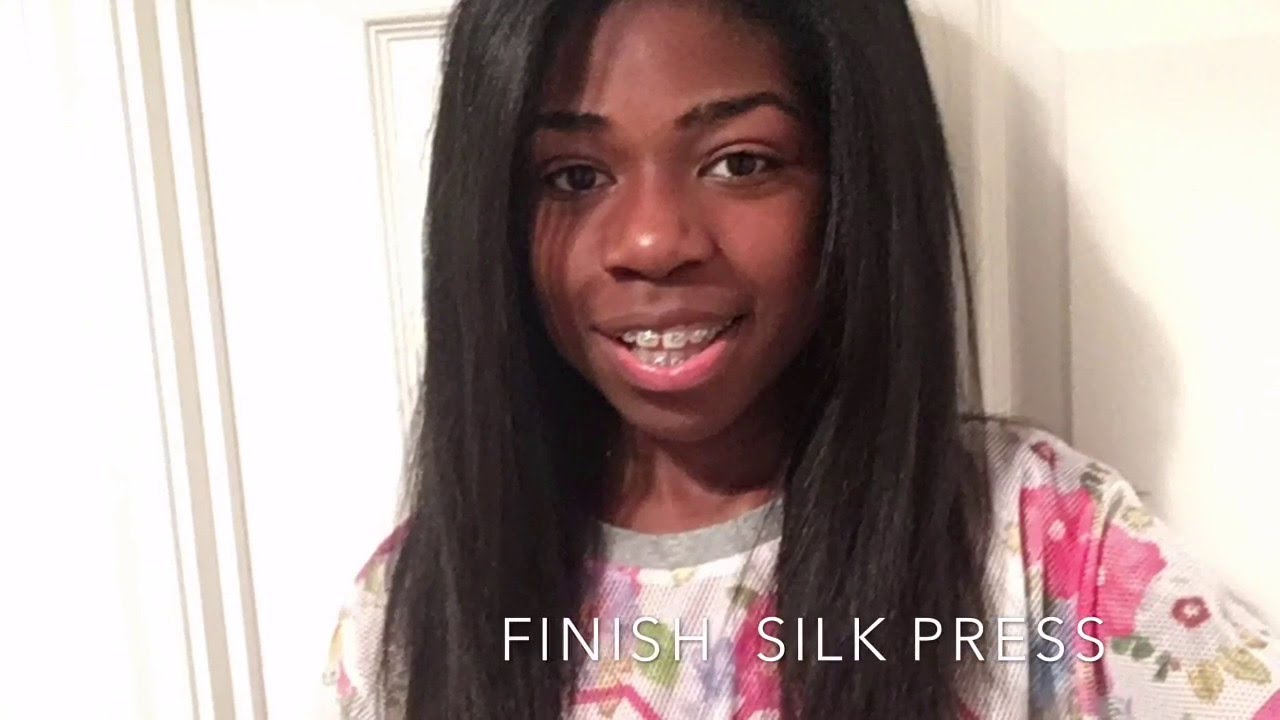 Wash And Silk Press on Natural Hair - Nevaeh-Raéyne - YouTube