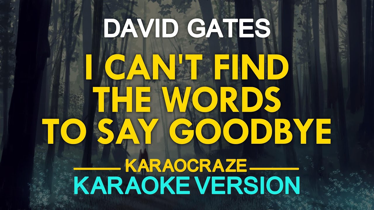 I CAN'T FIND THE WORDS TO SAY GOODBYE - David Gates (KARAOKE Version ...
