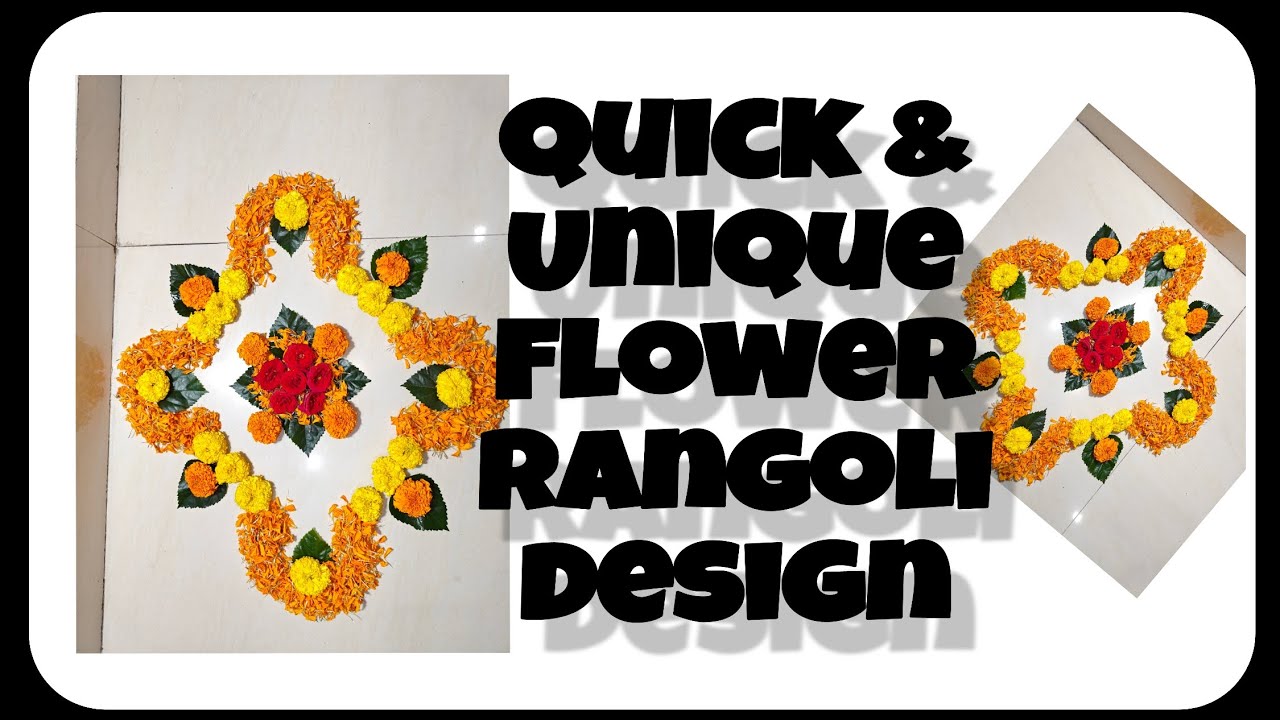 Quick & Unique Flower Rangoli design | Lovely Rangoli 🏵️ Home ...