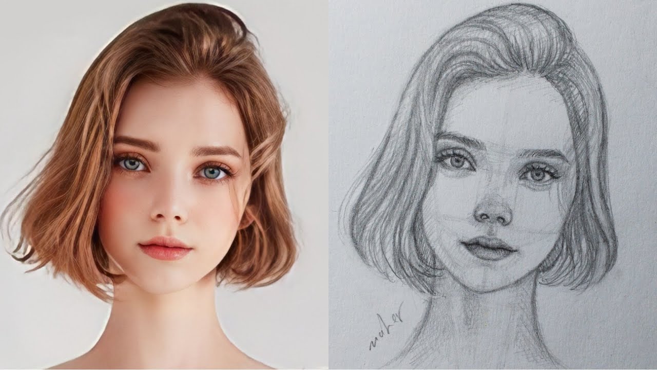 Learn to draw a beautiful girl's face step by step using the Loomis method - YouTube