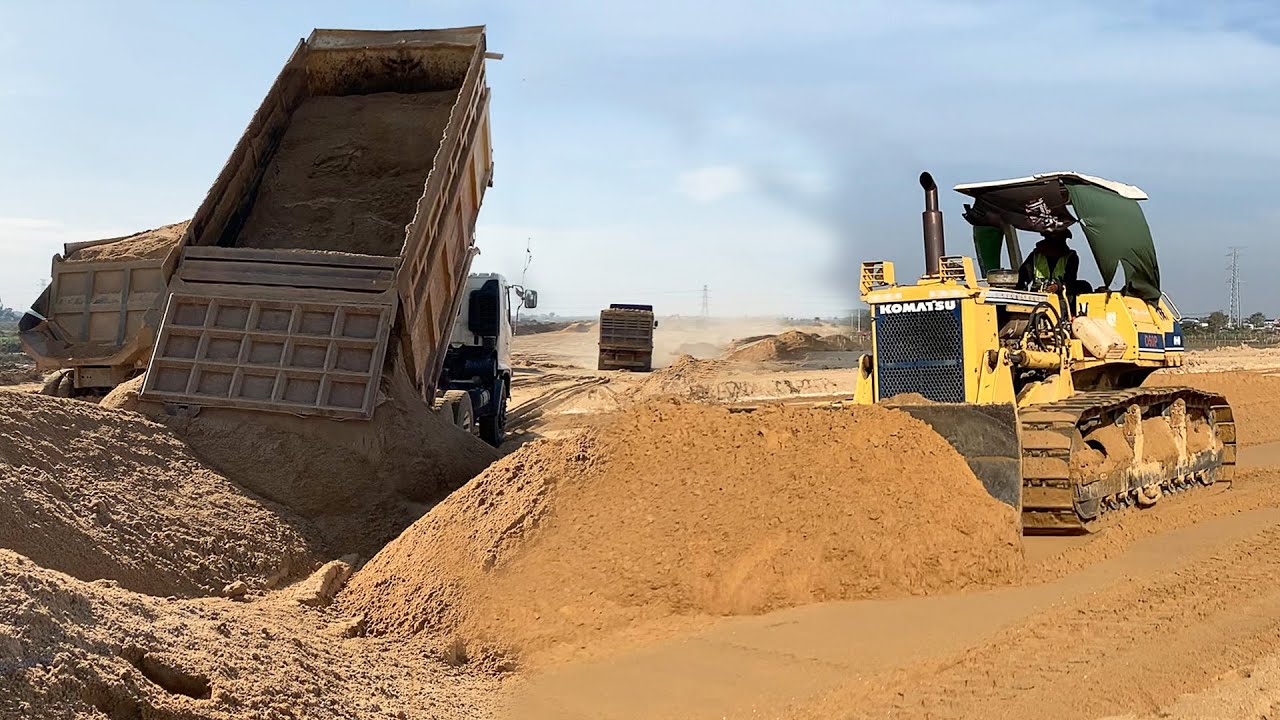 Dumbstruck Transport Soil Sand With Bulldozer Komatsu Clearing Land And ...