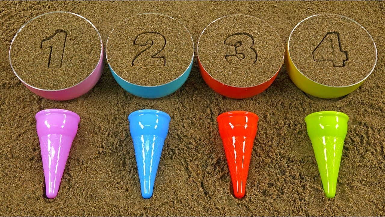 FUN SAND ICE CREAM PLAY! REPEAT AFTER A FRIEND AND LEARN NUMBERS AND ...