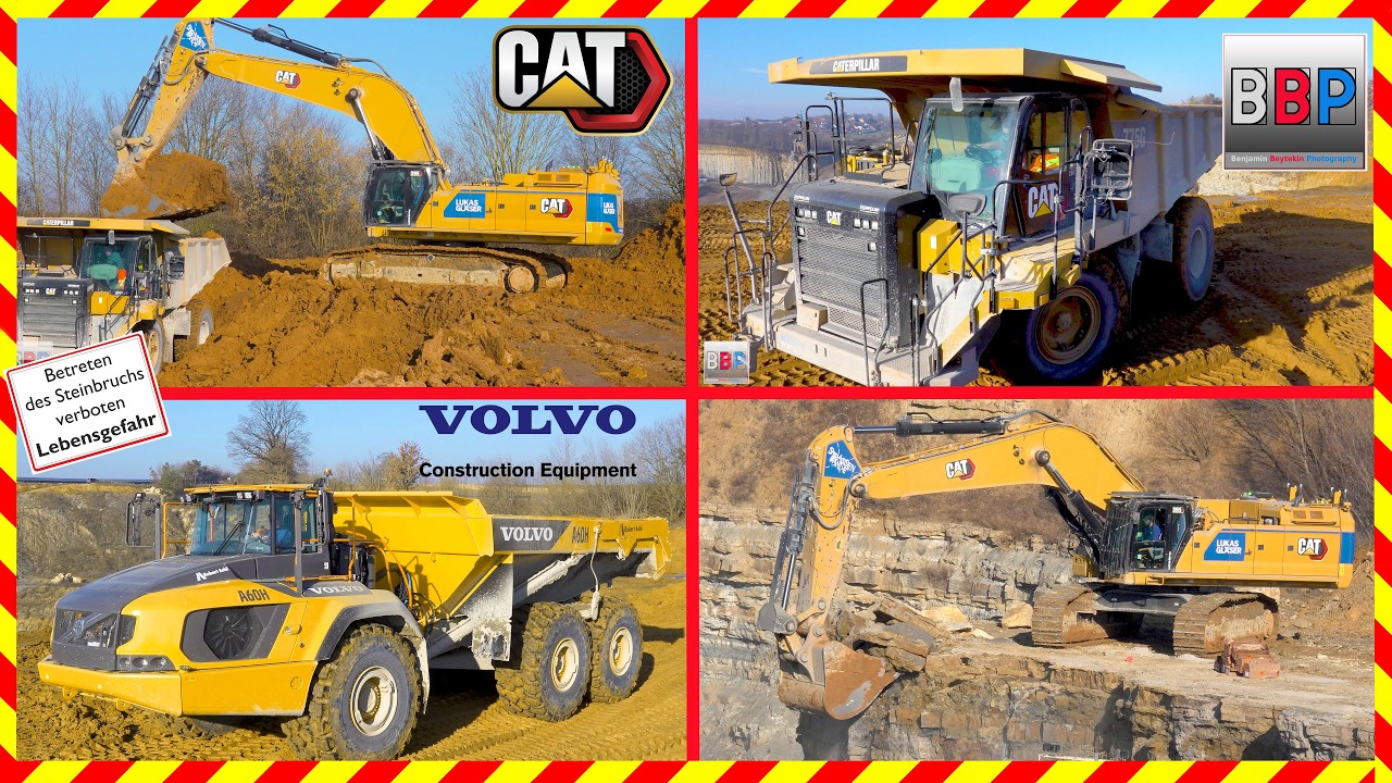 CAT 395, 775G, 745, Volvo A60H - Abraum im Steinbruch, Germany, 2026 ...